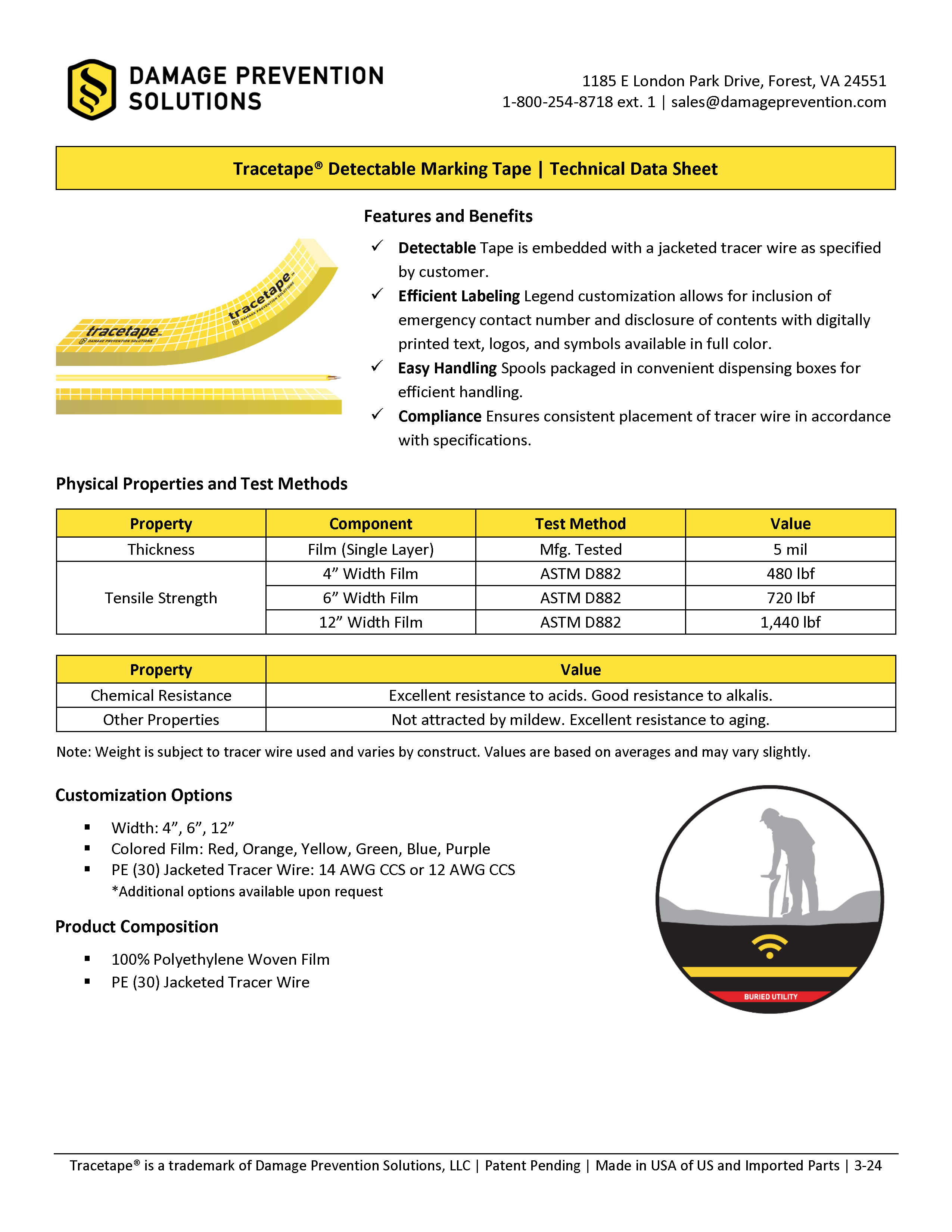 Tracetape® Detectable Marking Tape | Locatable Tape